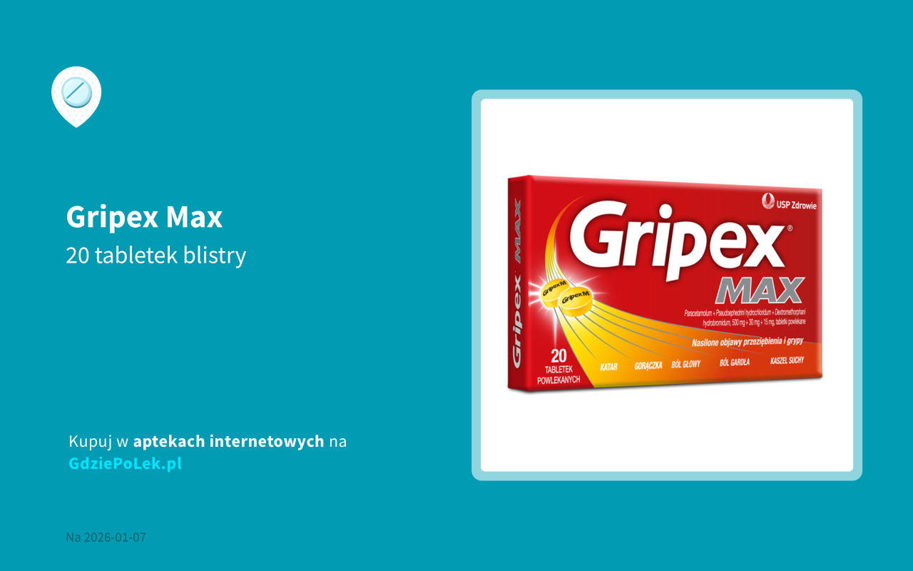 Gripex Max cena i dostępność w aptekach w całym kraju | Gdzie po lek