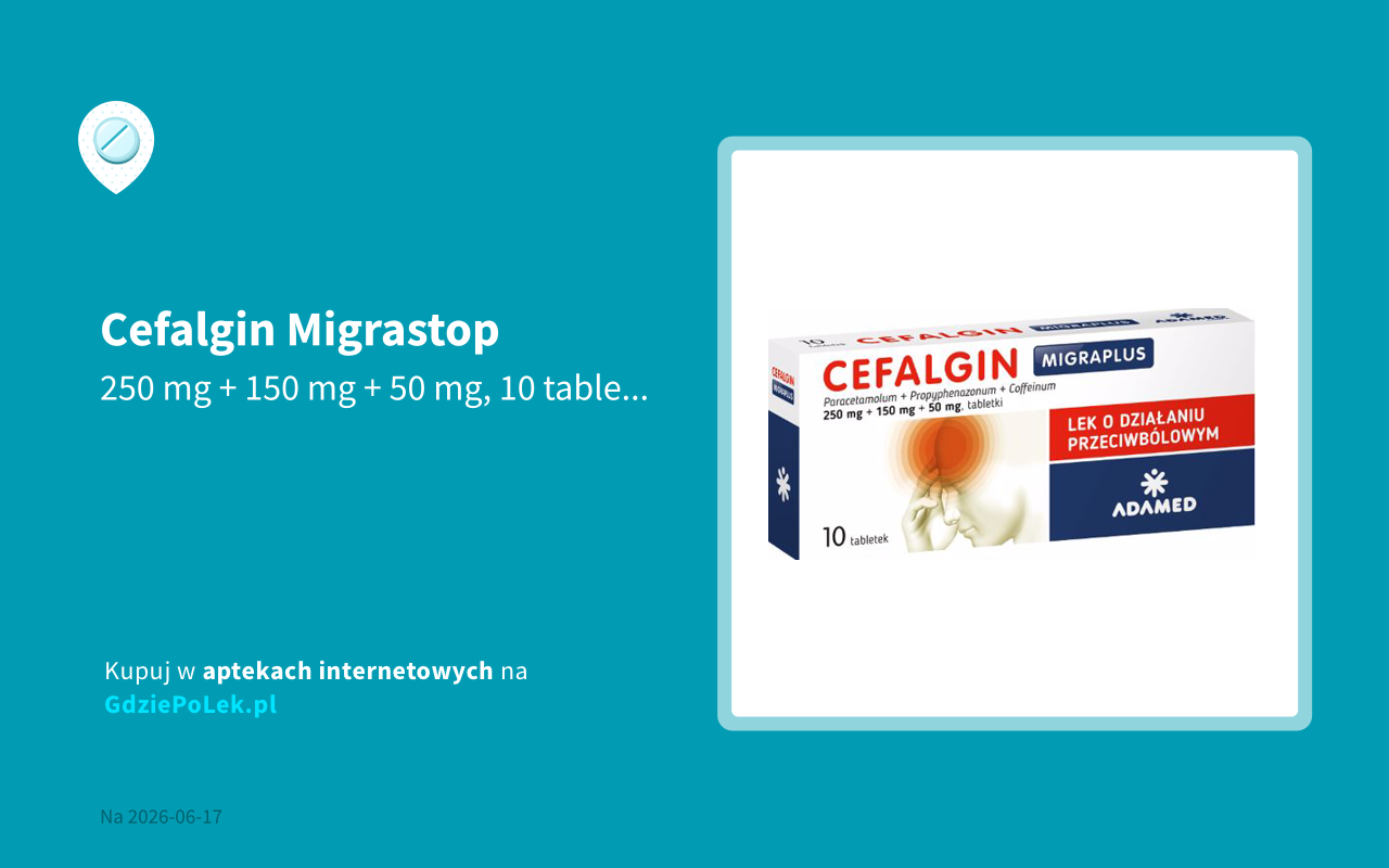 Cefalgin Migrastop cena i dostępność w aptekach w całym kraju | Gdzie ...
