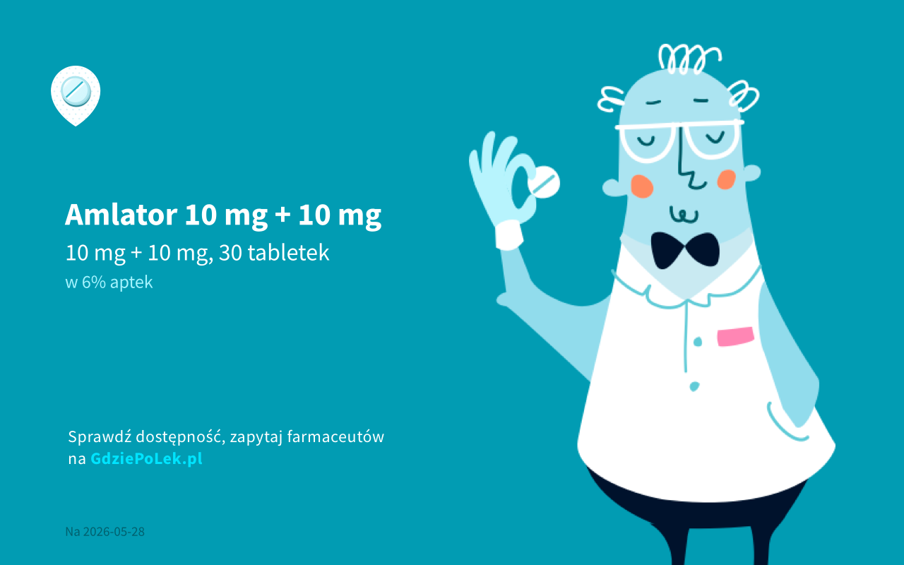 Amlator 10 mg + 10 mg cena i dostępność w aptekach w całym kraju ...