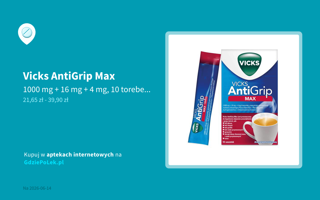 Vicks AntiGrip Max cena i dostępność w aptekach we Wrocławiu | Gdzie po lek