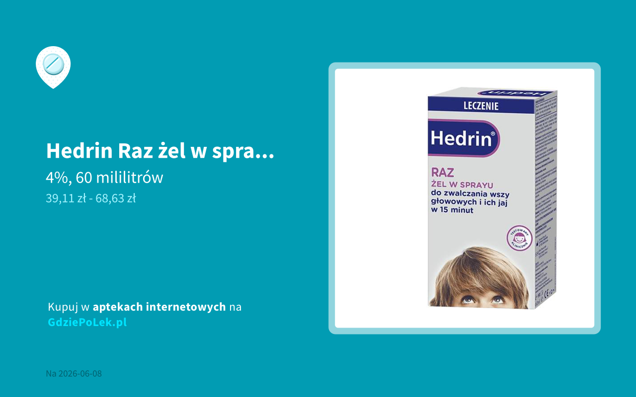 Hedrin Raz żel w sprayu cena i dostępność w aptekach internetowych i ...