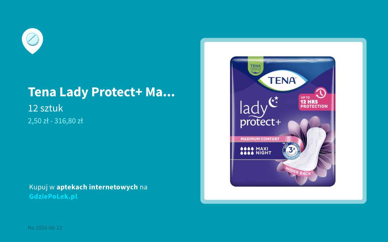 Tena Lady Protect+ Maxi Night cena i dostępność w aptekach ...