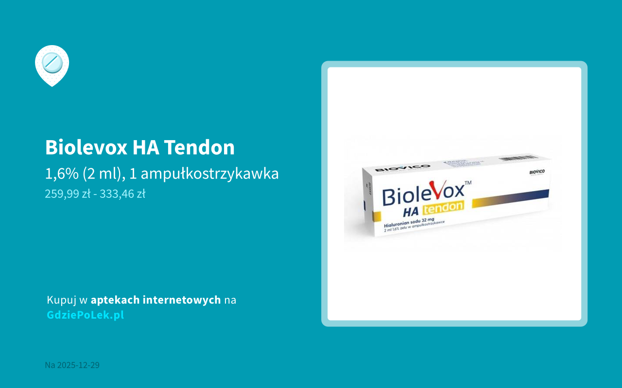 Biolevox HA Tendon cena i dostępność w aptekach internetowych i ...