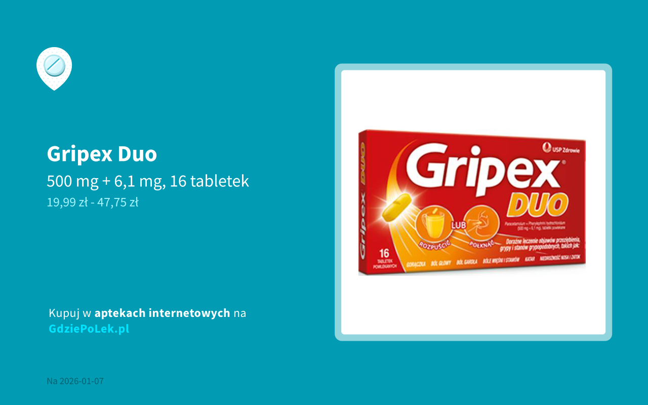 Gripex Duo cena i dostępność w aptekach internetowych i stacjonarnych ...