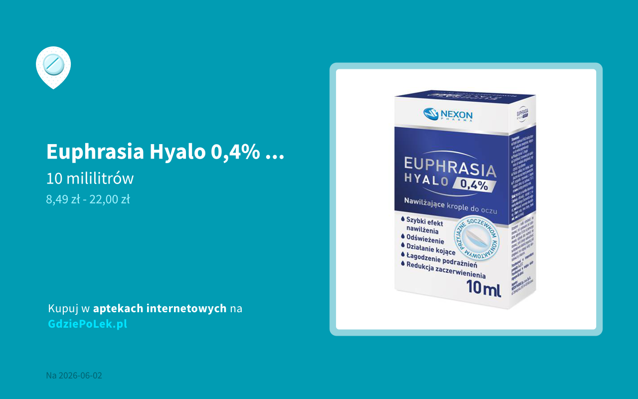 Euphrasia Hyalo 0,4% Nawilżające krople do oczu cena i dostępność w ...