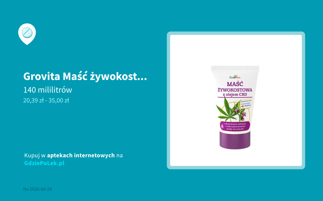 Grovita Maść żywokostowa z olejem CBD cena i dostępność w aptekach ...