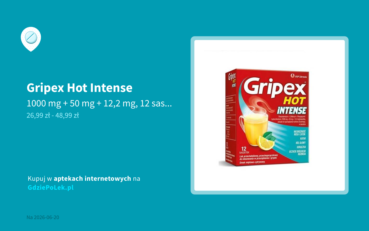 Gripex Hot Intense cena i dostępność w aptekach internetowych i ...